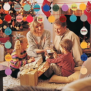300 Pieces Round Bauble Hanging Gift Tags Blank Christmas Tree Labels Multicolor Round Gift Tags 2.7‘’ x 3.5" Round Bauble Hanging Cutout Ornament for DIY Crafts Xmas Holiday Party Decor,15 Colors