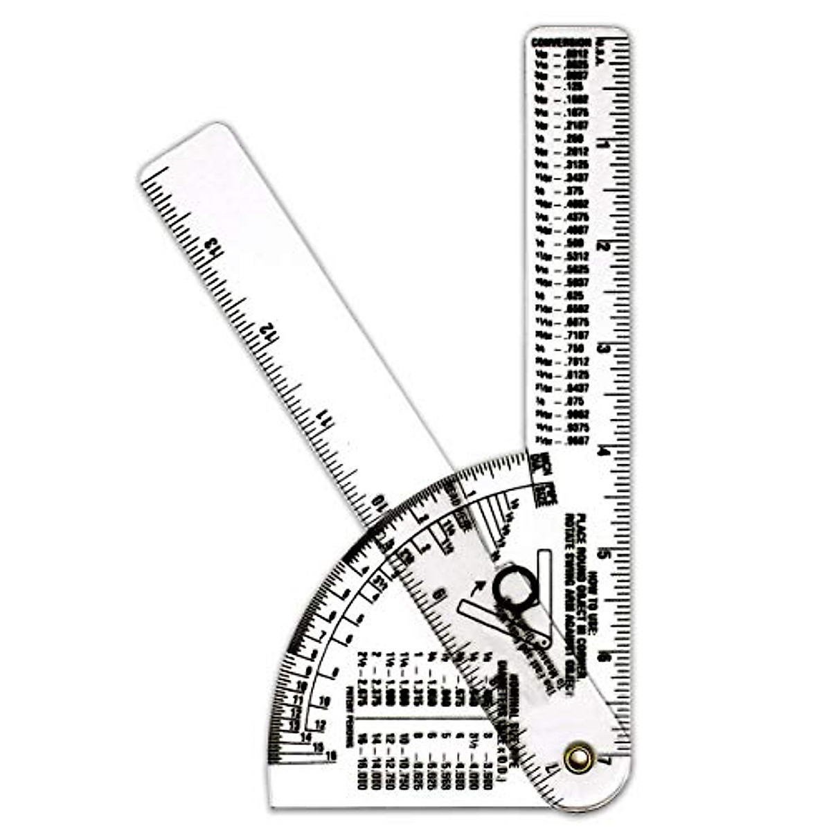 Clear Pipe Caliper/Diameter Caliper and Ruler - Fractional - 3 Pack
