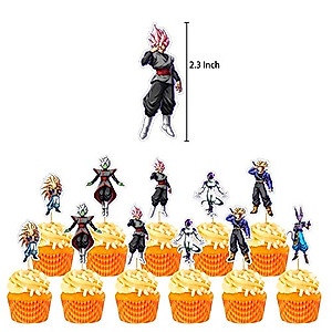 50Pcs Dragon Anime Party Decorations,Dragon Anime Party Banner,Super Saiyan Foil Balloon, Latex Balloon, Cupcake Topper and Cake Topper, Gokuing Party Supplies for kids