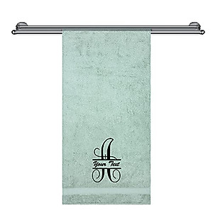 Monogrammed Bath Sheet Towels for Bathroom, Hotel, Spa, Pool, Super Soft, Highly Absorbent Turkish Towel 100% Cotton Oversized 40 x 80 Extra Large Jumbo Decorative Personalized Bath Sheets, Green