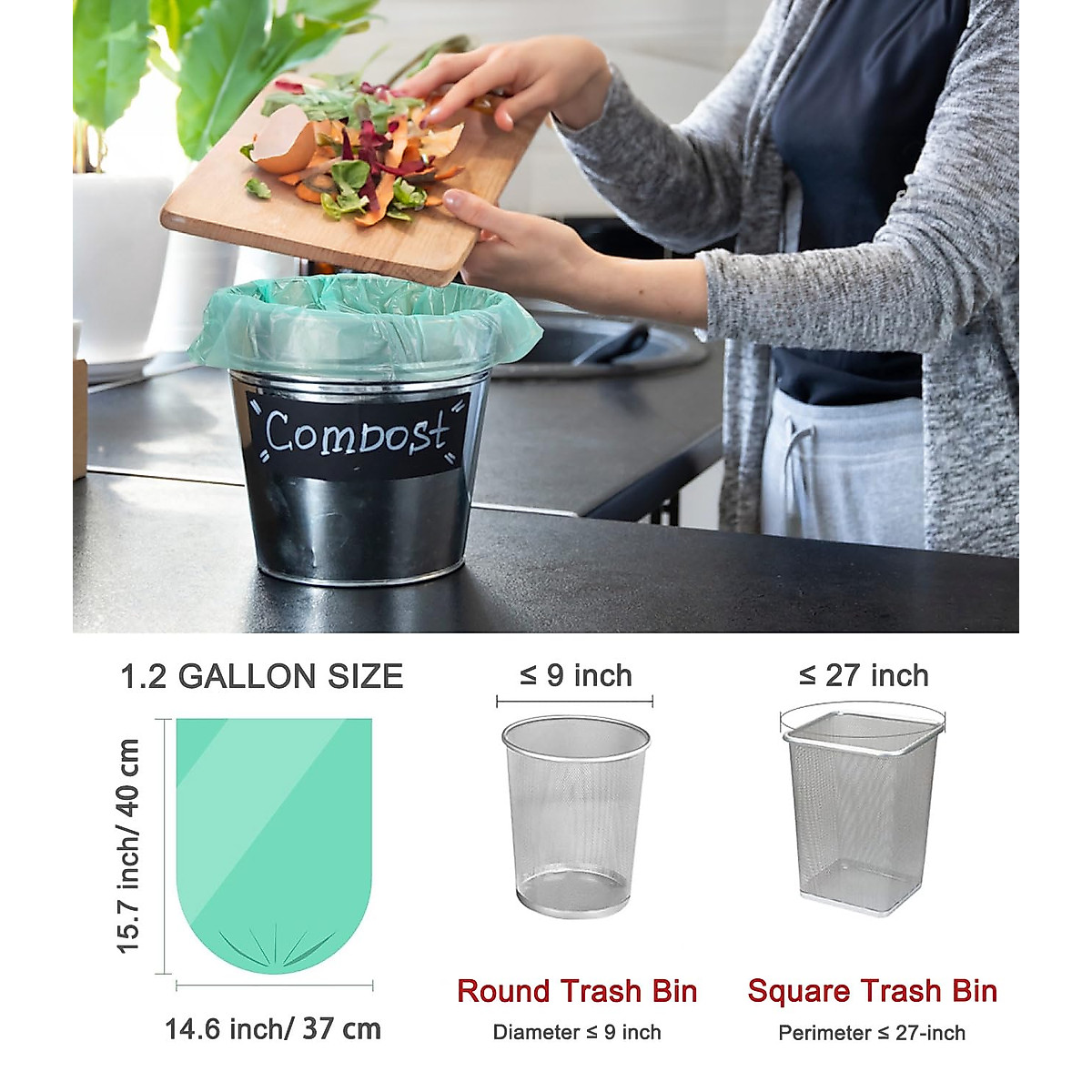 200 Counts AYOTEE Mini Trash Bags,1.2 Gallon Small Compostable Trash Bags,Strong Unscented Compost Bags Small Bathroom Trash Bags for Home, Fit 4.5-5 Liter Trash Can,1-1.5 Gallon…