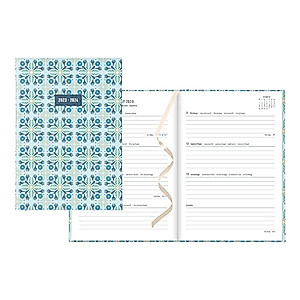 Letts of London Morocco Academic Weekly/Monthly Planner, August 2023 to July 2024, Week-to-View, Sewn Binding, Multilingual, A5 Size, 8.25" x 5.875", Sky (C031813-24)