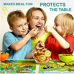 Smarty Kiddo 50 Pack Disposable Stick-On Placemats for Baby, 5 Designs Individually Folded - Farm, Sea World, Zoo, Antarctica & Space - Sticky Table Topper for Baby & Kids, Toddlers