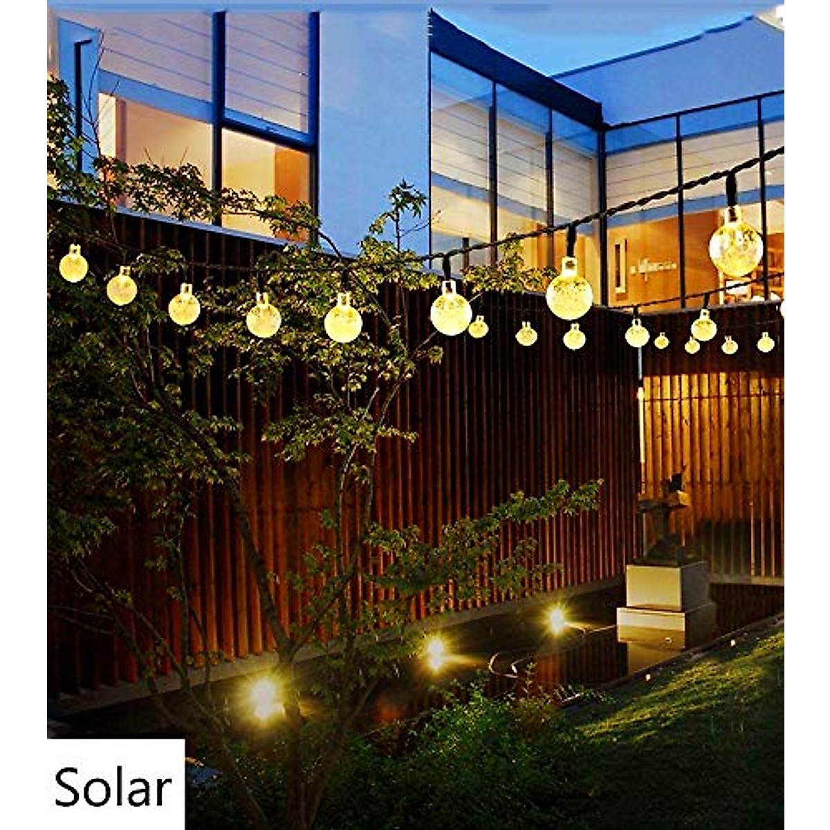 Solar String Lights Outdoor Crystal Ball Waterproof Globe String Lights 31ft 50LED Solar Powered Fairy Lighting for Garden Home Landscape Holiday Decorations (warm white) (warm white)