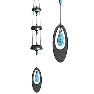 Woodstock Chimes Signature Collection, Woodstock Temple Bells 25'' Turquoise Wind Bells for Outdoor, Patio, Home or Garden Décor (TB3TQ)
