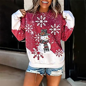 Merry Christmas t Shirt for Women Tunic Sweater Color Block Holiday Blouse top Fashion Dressy Pleated Hawaiian lace Boho Sweaters Fall Shirts for Women Christmas Trees