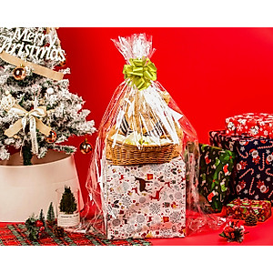 NPLUX 5 Pack Cellophane Gift Bags Large Treat Bags Clear Plastic Gift Bags Cellophane Wrap for Gift Baskets (30×40IN)