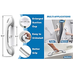 Grab Bars for Shower(2Pack) Heavy-Duty 16-Inch ADA Shower Grab Bars for Seniors Shower Handles for Elderly Suction Handicap Grab Bars Safety Handrail for Disabled for Bathroom Bathtubs Showers Toilet