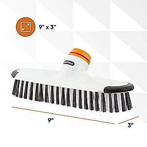 Superio Deck Scrub Brush Head, Heavy Duty Stiff Bristles Grout Scrubber with Scraper - Cleans Hot Tub, Swimming Pool, Granite Tiles, Bathroom, Patio, Kitchen, Wall and Deck (Refill Brush Head)