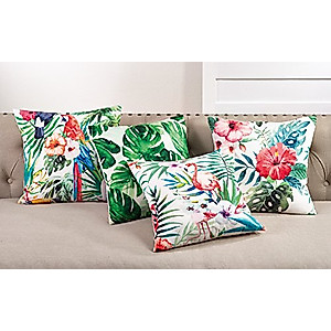 SARO LIFESTYLE 1458.M18S Indoor/Outdoor Hibiscus Floral Print Poly Filled Throw Pillow, Multi, 18"