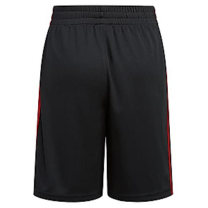 adidas Boys' Big Elastic Waistband Classic 3-Stripes Shorts, Black with Red, XL(18/20)