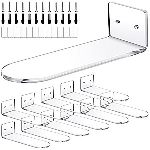 Floating Shoe Display Set of 12 for Wall Mount, Includes Acrylic Floating Shoe Shelves Floating Sneaker Stands Shelves Shoe Organizers with Cross Screws, Expansion Tubes and Tapes (Clear,0.24 Inch)