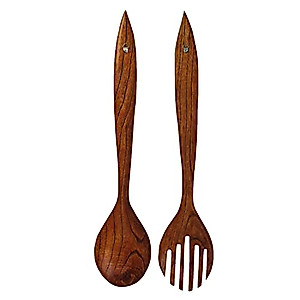 Zeckos Set of 2 Modern Minimalist Carved Wood Fork & Spoon Wall Hanging Home Decor 23.75 Inches High
