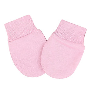 Mittens and Caps for Newborn Baby Girls Set Hospital Hat Beanie Infant Hats with Bow for 0-6 Months Deep Pink & White & Purple 0-3 Months