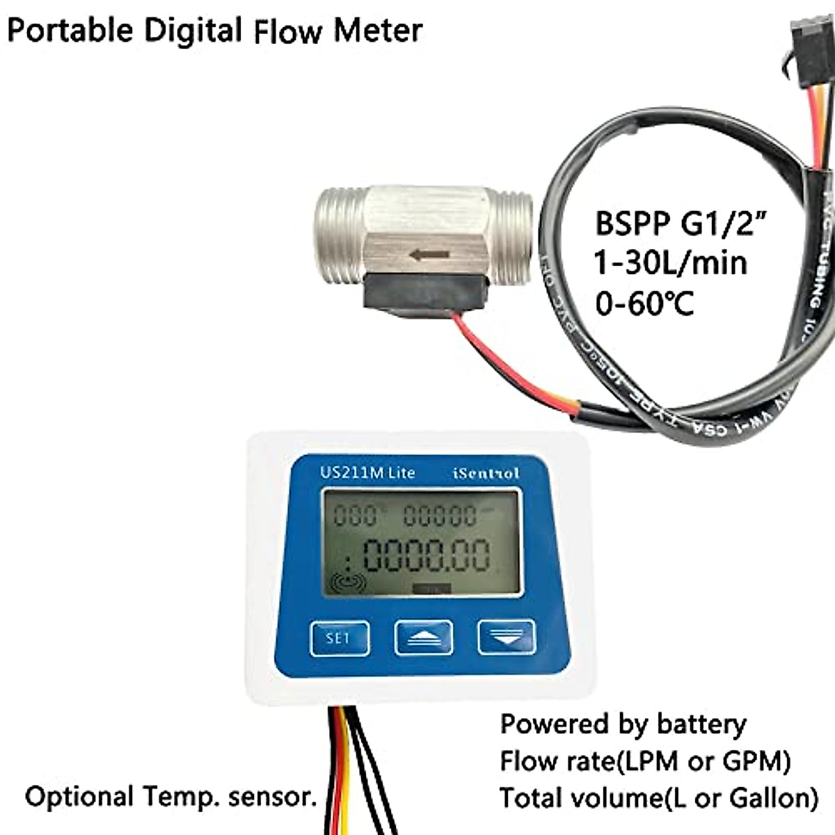Digital Flow Meter 1-30L/min Water Flow Sensor NO Temperature Sensor Saier