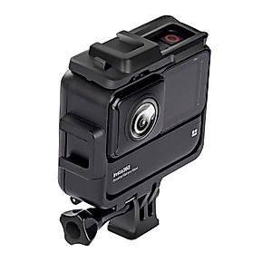 Housing Case for Insta360 ONE R Boosted Battery Frame, Protective Shell Cage Mount Bracket Accessories with Hot Shoe (Black)