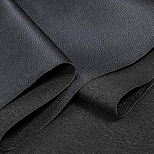 TORRAMI Soft Synthetic PU Fabric Material Faux Leather Sheets 1 Yards 54" x 36", 0.95mm Thick for Upholstery, DIY Crafts, Pebbled Pattern Black