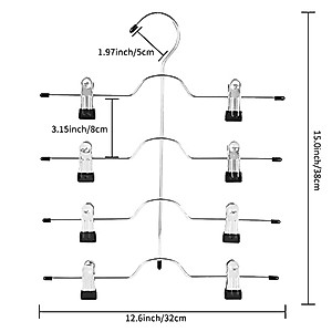 Skirt Hangers 4 Tier Pants Hangers with Adjustable Clips Space Saving Hangers Closet Organizer for Skirts, Slacks, Jeans, Towels (4 Pieces)