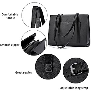 BROMEN Laptop Tote Bag 15.6 inch Briefcases for Women Stylish Business Office Work Tote Bag black