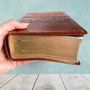 NIV Study Bible, Brown and Blue, Hand Illustrated & Laser Engraved, Custom Name Engraving Available, Personalized Gift for Birthday, Graduation, Baptism, Wedding or Anniversary