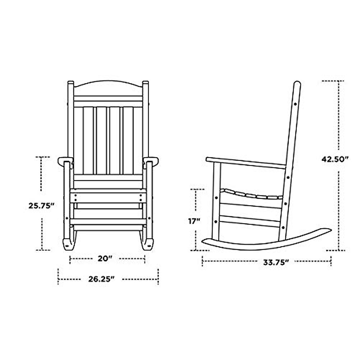 POLYWOOD R100BL Presidential Rocking Chair, Black