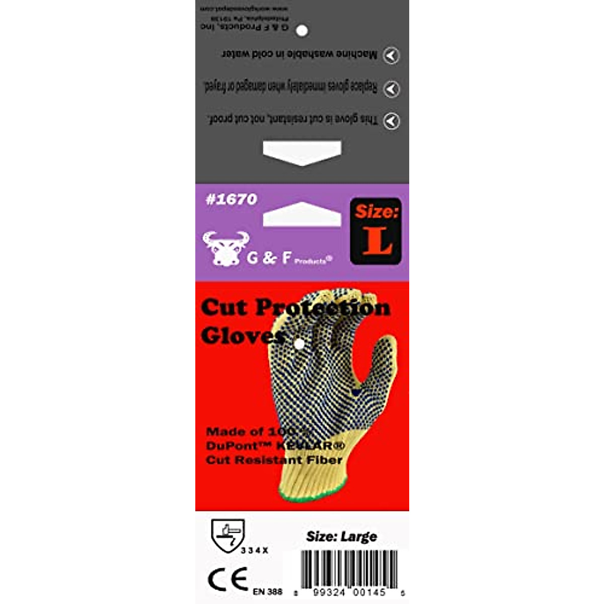 G & F Products 1670L Cut Resistant Work Gloves, 100% Kevlar Knit Work Gloves, Make by DuPont Kevlar, Protective Gloves to Secure Your Hands From Scrapes, Cuts In Kitchen, Wood Carving, Carpentry & DEA, Yellow