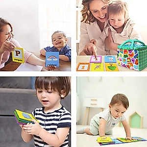 AUVCAS Soft Baby Alphabet Cards 26 Letters Learning Flash Cards with Cloth Bag,Early Educational Toy for Kids Toddlers Babies Infants