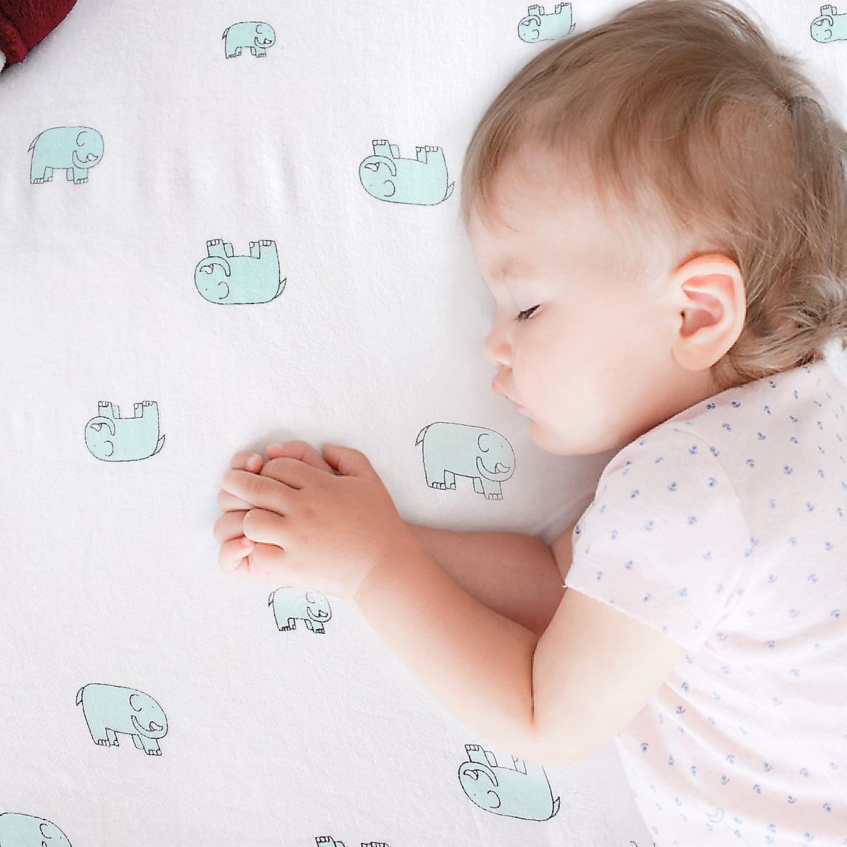 Baby Fitted Crib Sheets Set Muslin, Mini Portable Crib Sheet for Standard Crib and Toddler Mattresses by Vlokup, Flamingo