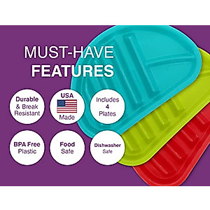 Fiesta Taco Plate by Arrow Home Products, 4 Pack - Each Plate Includes 3 Taco Holders Plus 2 Compartments - BPA Free Plastic, Made in the USA, Dishwasher Safe - Lime Green