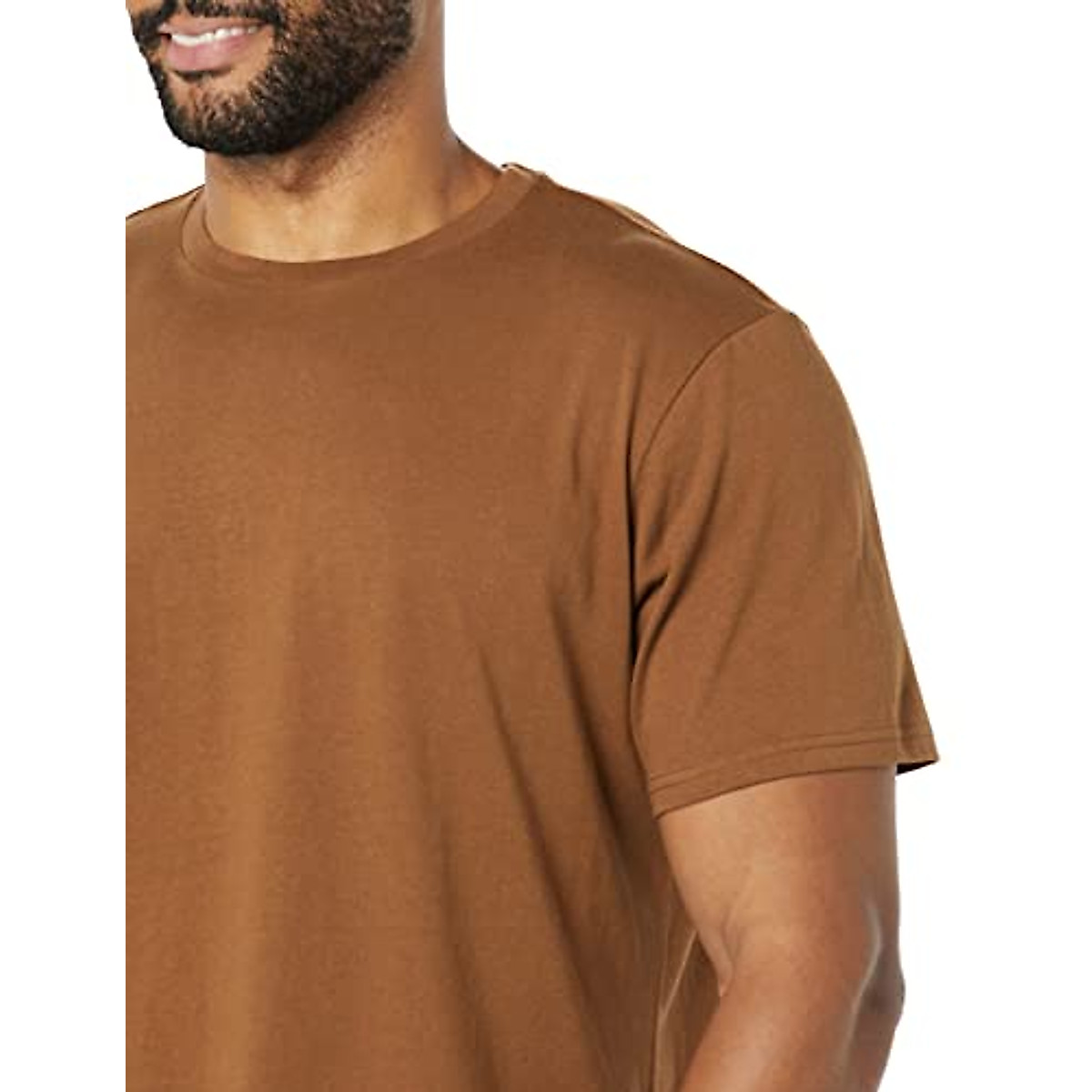 Amazon Essentials Men's Slim-Fit Short-Sleeve Crewneck T-Shirt, Pack of 2, Black/Brown, Medium
