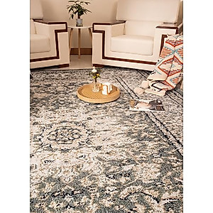 SunNewt Stain Resistant Washable Area Rug 9x12 Living Room Large Rugs Soft Faux Wool Non-Shedding Low-Pile Floor Carpet for Dining Laundry Room Bedroom Bed Side, Olive