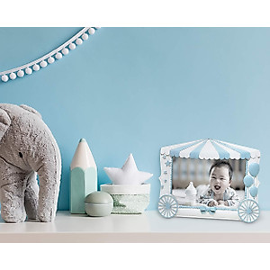 Isaac Jacobs 4x6 Resin Sentiments Baby Picture Frame, Display on Tabletop, Desk (White with Blue)