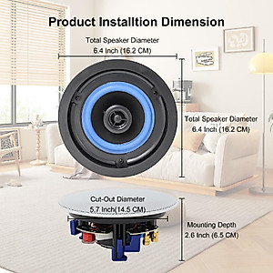 Herdio 4 Inch 320 Watts 2-Way Bluetooth Ceiling Speakers Package Perfect for Home Theater System, Living Room,Office,Flush Mount（4 Speakers）
