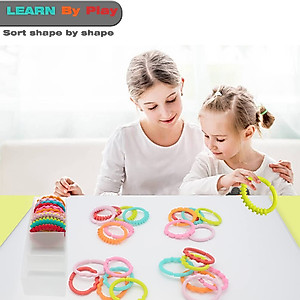 COLVWOFA 24 Pack Baby Rings Link Toys for Hanging Toys, Connecting Rings Toys for Infant Boy Girl, Early Learning Toys Car Seat and Stroller Travel Accessory Set with Storage Box