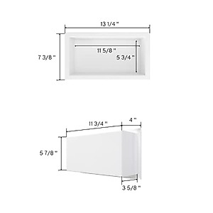 Odass | Shower Niche | 12" X 6" | NO Tile Needed ­| Rectangular Stainless Steel #304 Niche | Matt White Recessed Single Shelf Organizer | Bathroom Storage for Shampoo Bottle