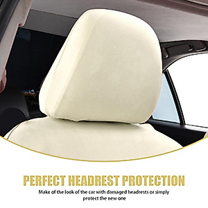 gunhunt Pack-2 Car Headrest Covers, Soft Dust-Proof Protector Covers, Seat Headrest Cover Replacement, Breathable Automobile Decoration Kit, Universal for Most Cars, Trucks, SUVs (Beige #Thick Model)