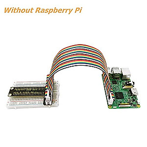 KEYESTUDIO GPIO Breakout Kit for Raspberry Pi - Assembled Pi Breakout + Rainbow Ribbon Cable + 400 Tie Points Solderless Breadboard