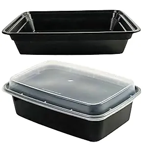 Generic 24 0z Meal Prep Containers with Lids - (10 Pack ) - 1 BPA Free, Microwave, Dishwasher, and Freezer Safe - Durable Bento Boxes - Reusable and Stackable (24 oz), Black