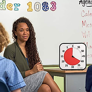 TIME TIMER 12 inch Visual Timer 60 Minute Kids Desk Countdown Clock with Dry Erase Activity Card, Also Magnetic for Kids Classroom, Homeschooling Study Tool, Task Reminder, Home and Kitchen Timer
