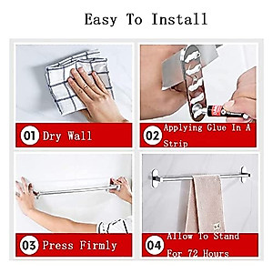 Towel BAR Rack Stainless Steel Chrome Towel Rack,Wall Mounted Towel Rails Bathroom Bar,Kitchen Toilet Towel Holder,No Drilling/50Cm (Size : 40Cm)