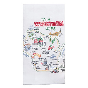2 Piece Home State Of Wisconsin Embroidered Kitchen Towel Bundle - Flour Sack Towel and Tea Towel