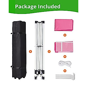 Quictent Upgraded 10'x10' Pop up Canopy Tent with Detachable & Interchangeable Sidewalls Instant Outdoor Gazebo Ez Party Tent Enclosed Waterproof (Pink)