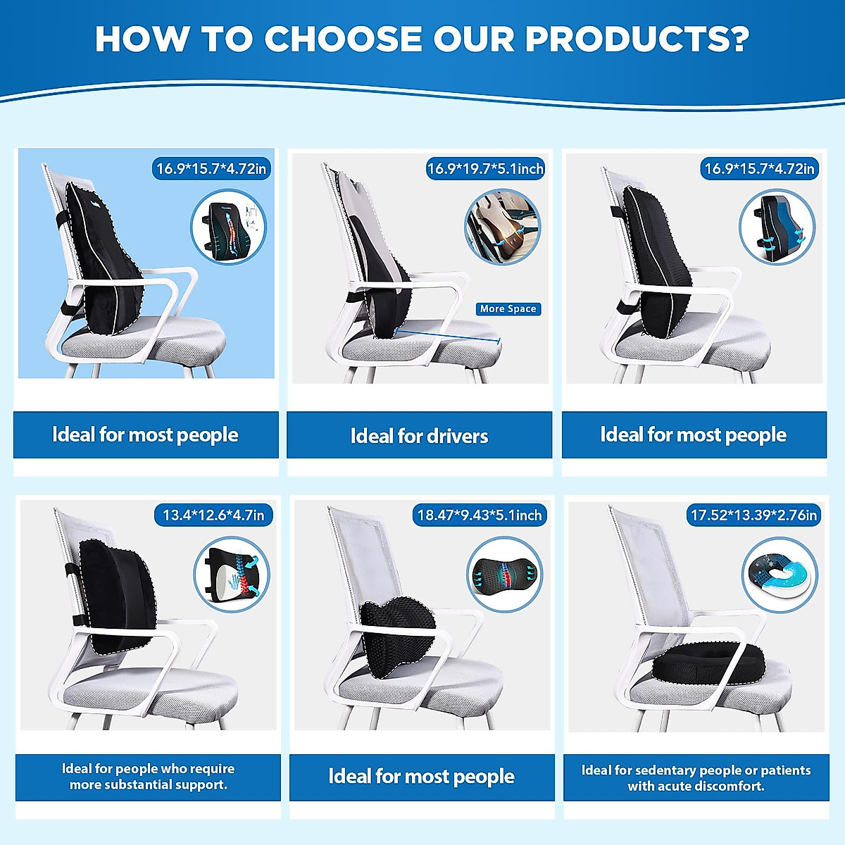 Lumbar Support Pillow for Office Chair Car Lumbar Pillow Lower Back Pain Relief Memory Foam Back Cushion with 3D Mesh Cover Gaming Chair Back Pillow Ergonomic Orthopedic Back Rest for Wheelchair Desk