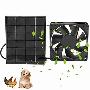 HYWHUYANG Solar Panel Fan Kit, 2W Waterproof Solar Exhaust Fan, for Small Chicken Coops, Greenhouses, Sheds, Pet Houses, Window Exhaust (Small)