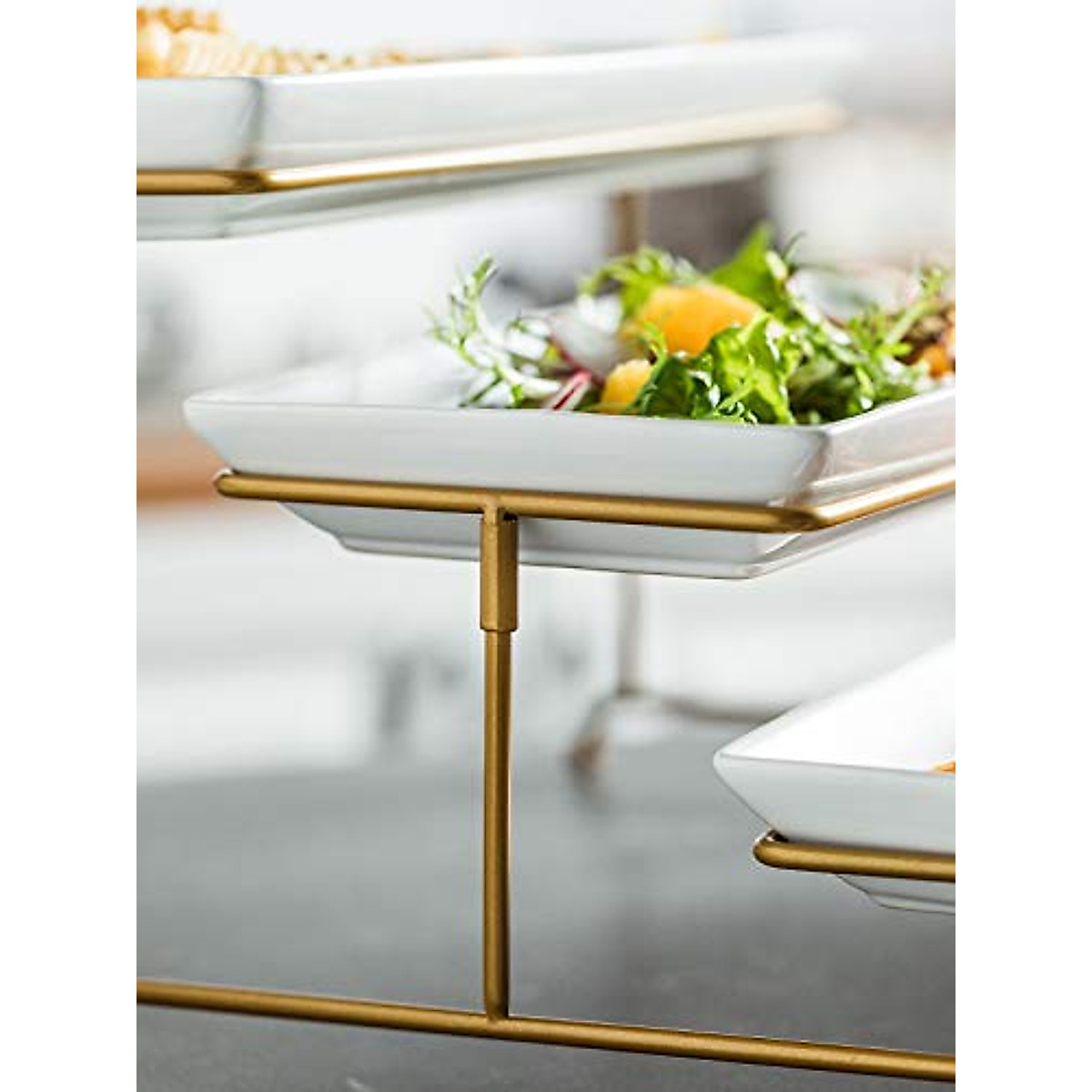 YHOSSEUN Large Tiered Serving Stand with Platters 3 Tier Serving Stand Serving Tray for Dessert Server Display Collapsible Sturdier Metal Rack