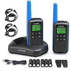 Walkie Talkies - GOCOM G600 FRS Two Way Radio for Adults 2W Long Range Walkie Talkie Rechargeable, VOX Scan, NOAA & Weather Alerts, LED Lamplight 2 Pack Hand held radios