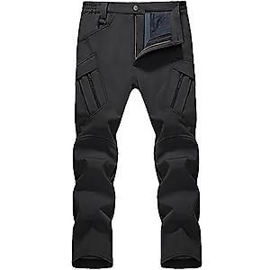 TACVASEN Men's Snow Ski Pants Insulated Thermal Warm Water Resistant Pants with Fleece Lined Utility Pockets Pants Mens Millitary Airsoft Army Pants