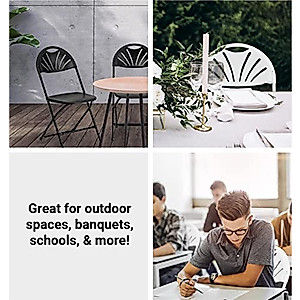 TentandTable Fan Back Heavy Duty Stackable Folding Chairs | White | 300-Pound Capacity | for Events, Banquets, Parties, and Weddings | 8 Pack