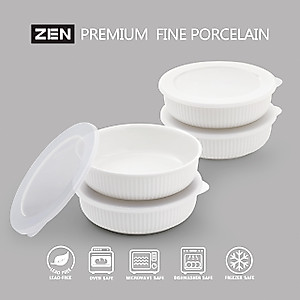 ZEN Porcelain Serve and Store Airtight Container 9oz Freeze Bowls Set of 4
