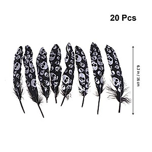 Halloween Skulls Pattern Swan 20 Pcs Saddle Hackle Rooster Halloween Hackle Rooster Goose Natural for Toy DIY Craft Home Decoration Headgears